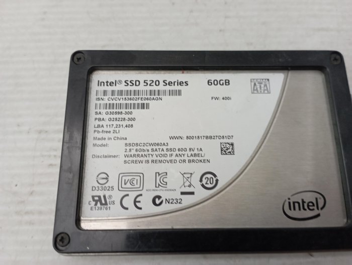 211 [大鋼牙二手3C]固態硬碟 INTEL SSD 520 60G SSD (一元起標) | Yahoo拍賣