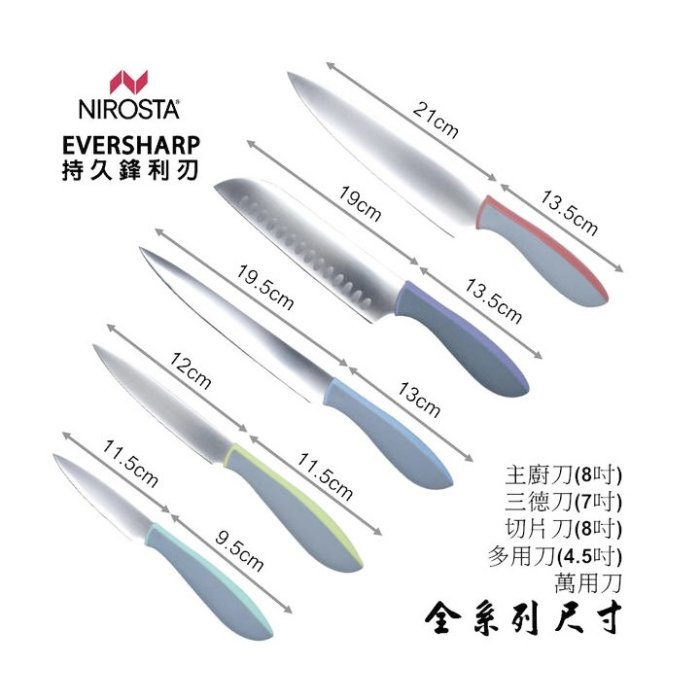 德國 NIROSTA eversharp 持久鋒利刃 8吋 切片刀/生魚片刀 | Yahoo拍賣