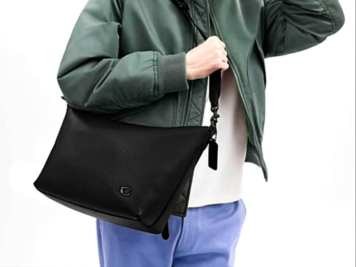 金鐸精品~2453 COACH 蔻馳 MESSENGE CBF03黑色鵝卵石顆粒面皮革側背包 全新展示品 | Yahoo拍賣