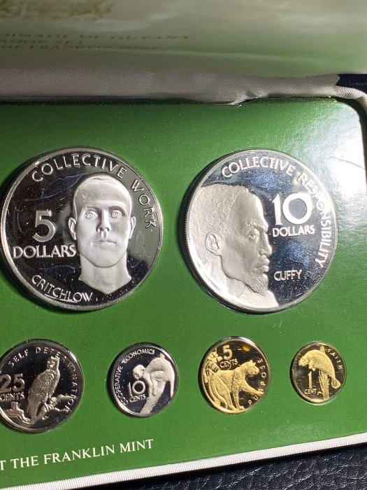 【古玩輕鬆拍】老美國富蘭克林鑄幣廠1976年GUYANA 紀念純銀錢幣共8入 附原裝收藏盒/介紹 日本原價39500日圓約台幣8295元※0508502-165 | Yahoo拍賣