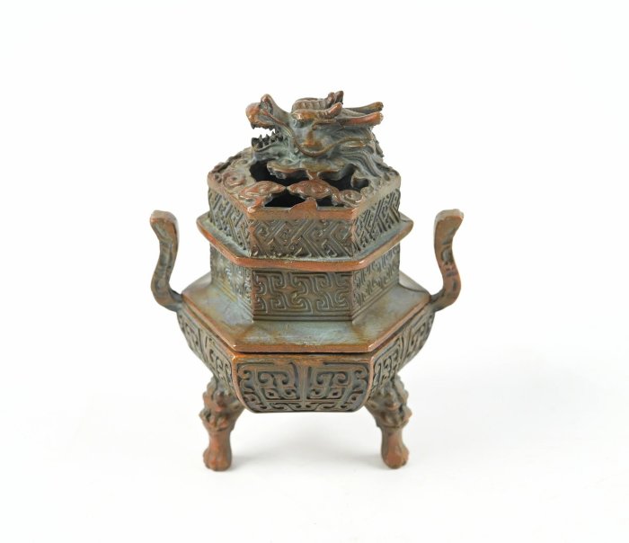 《玖隆蕭松和 挖寶網XR》託拍 銅製 龍首雙耳香爐 重約 209g (03148X) | Yahoo拍賣