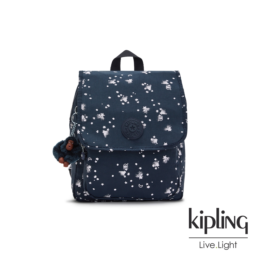 Kipling 清新黑點綴星星印花翻蓋式後背包-REMEE | 後背包 | Yahoo購物中心