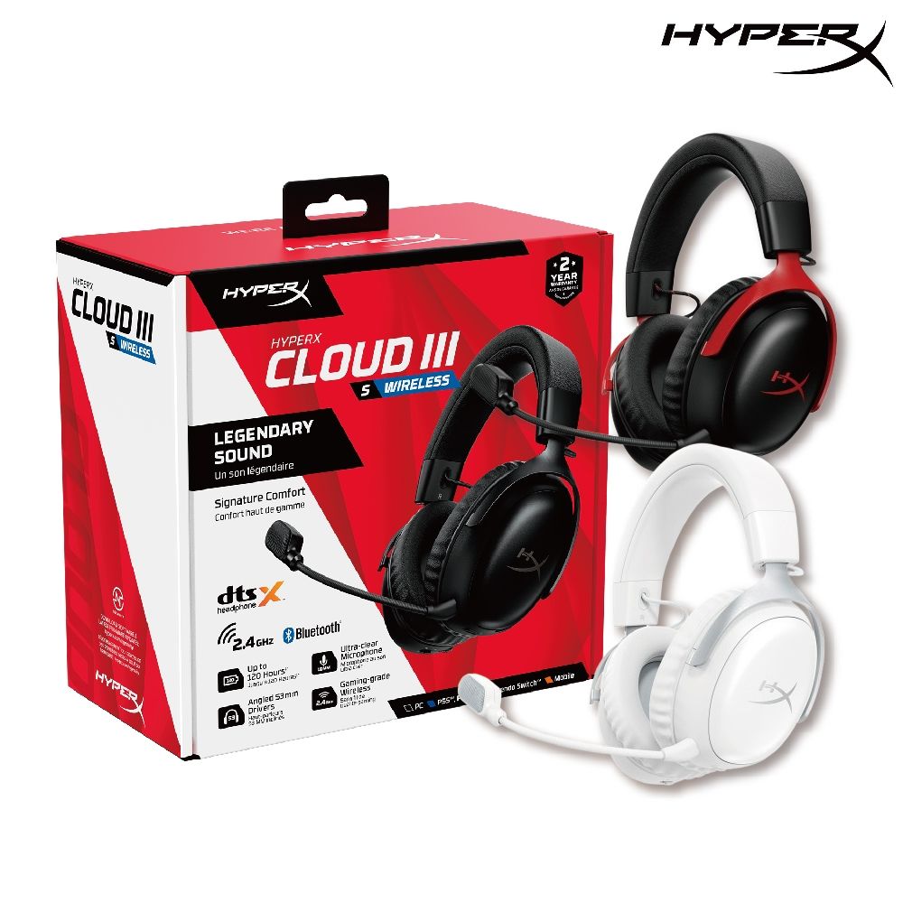 HyperX Cloud III S Wireless 颶風3S 無線雙模式遊戲電競耳機(黑/黑紅/白)(加碼送文創墨水貓小滑鼠墊) | 其他 ...