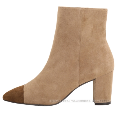 Stuart Weitzman JILL 拼色麂皮尖頭粗跟踝靴(駝色) | 精品服飾/鞋子 | Yahoo購物中心