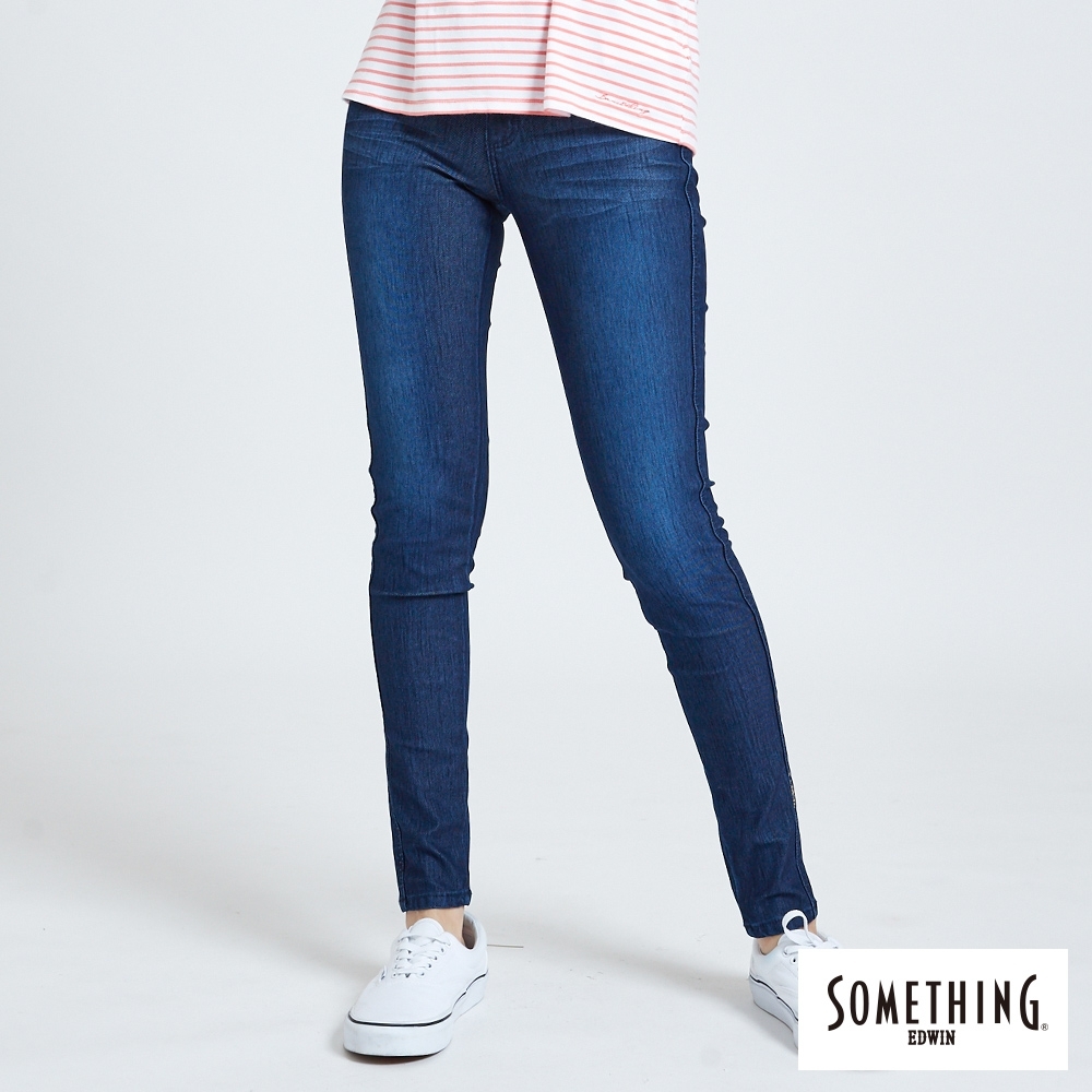 SOMETHING LADIVA 合身窄直筒牛仔褲-女-原藍磨 | 窄管褲 | Yahoo購物中心