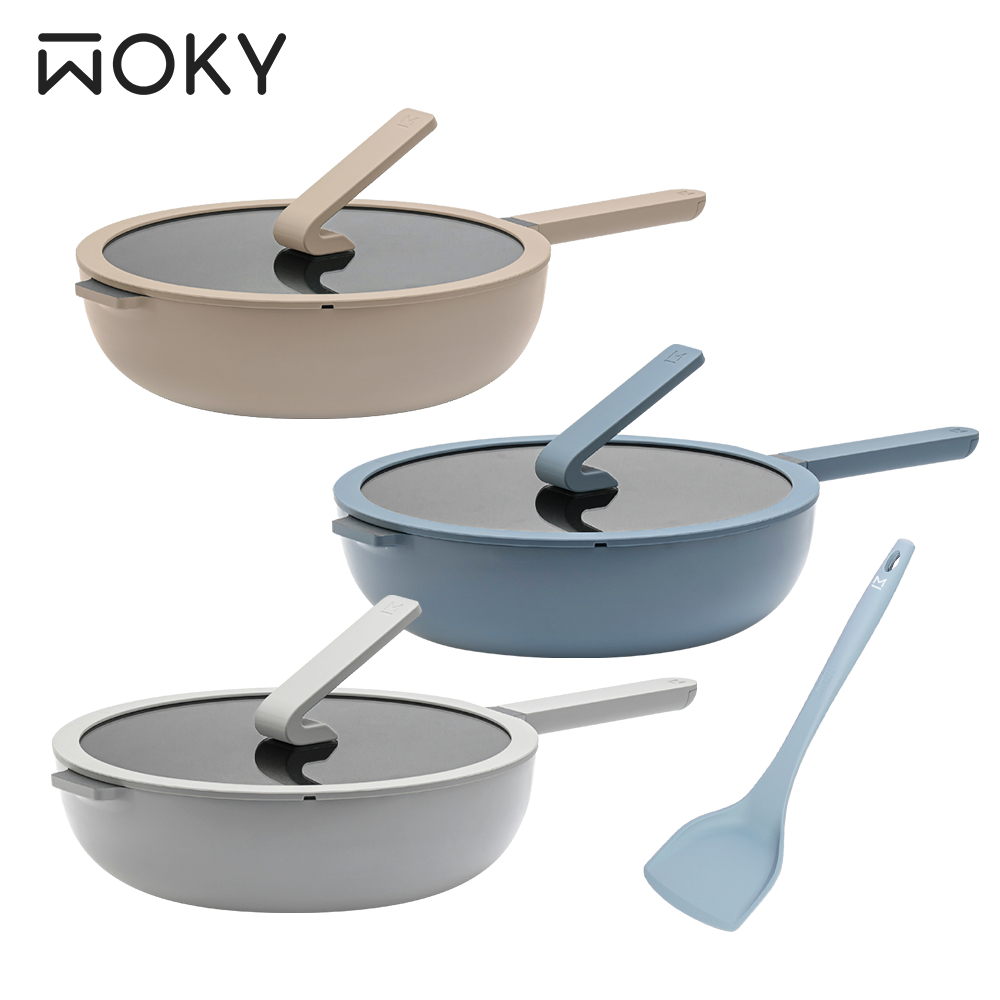 【WOKY 沃廚】Ticera系列哈哈鍋2.0 不沾深煎鍋28CM (附贈矽膠鍋鏟) | 平底鍋26-30cm | Yahoo購物中心