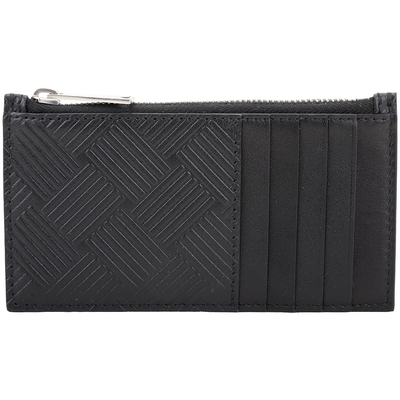 BOTTEGA VENETA 寶緹嘉 壓紋小牛皮拉鍊卡片夾/零錢包(黑色) | 歐系精品包/配件 | Yahoo購物中心