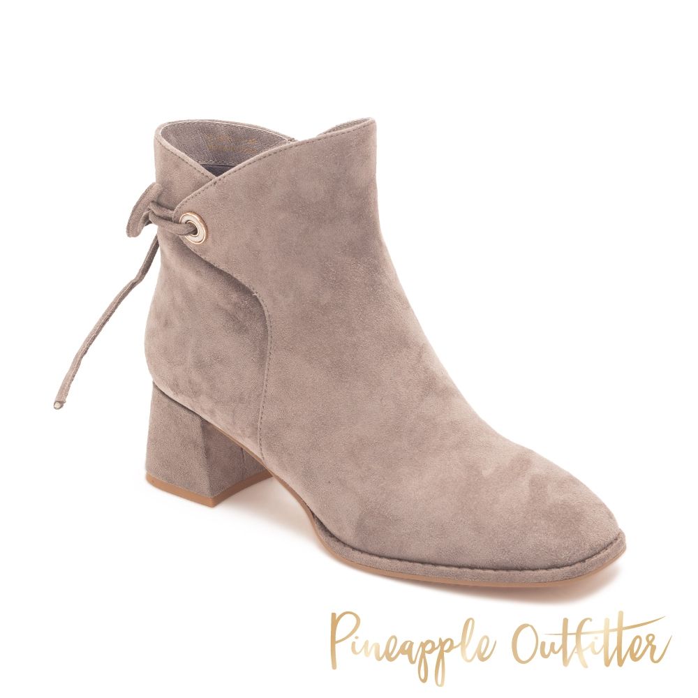 Pineapple Outfitter-BIMO 羊皮後綁帶中跟短靴-絨灰 | 長靴/膝上靴 | Yahoo購物中心