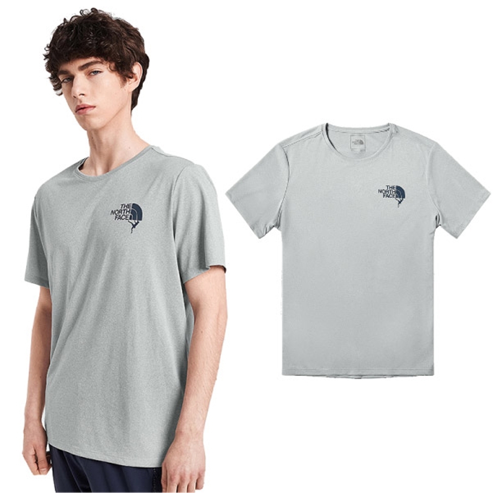 The North Face 男新款 FlashDry-XD 閃電吸濕快乾耐磨短袖排汗衣_淺灰 N | 短袖上衣 | Yahoo購物中心