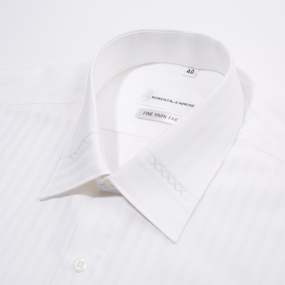【ROBERTA 諾貝達】男裝 流行時尚 素條織紋白色商務長袖襯衫 | 長袖 | Yahoo購物中心
