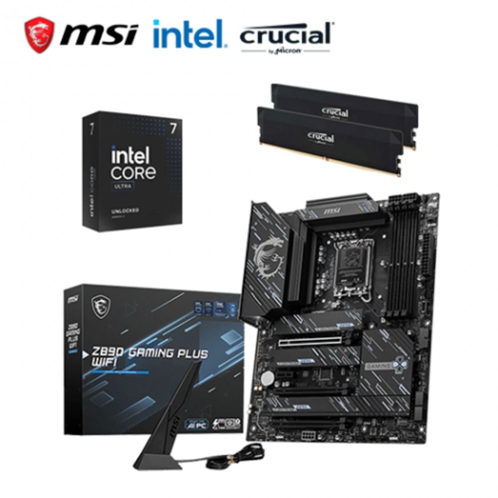 【CPU限量優惠組！】微星 Z890 GAMING PLUS WIFI+美光 PRO DDR5-6000 32G(16G*2)-(黑散熱片 ...