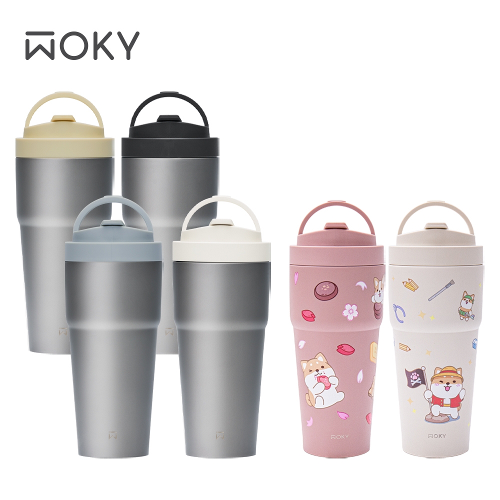 【WOKY 沃廚】柴語錄聯名款-雙層陶瓷渾圓杯750ml+Ti 純鈦渾圓杯770ml-AllDay隨行款 (抗熱款) | 保冰/保溫杯(瓶) | Yahoo購物中心