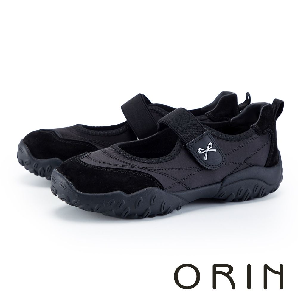 ORIN 真皮拼接彈力瑪莉珍運動鞋 黑色 | 懶人鞋/便鞋 | Yahoo購物中心