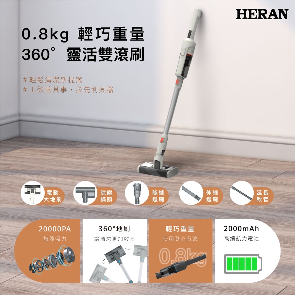 HERAN 禾聯 360度手持無線吸塵器 HVC-25SCG1W | 無線吸塵器 | Yahoo購物中心