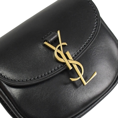 YSL Saint Laurent KAIA金屬LOGO針釦式皮帶胸口包/腰包(黑) | 歐系精品包/配件 | Yahoo購物中心
