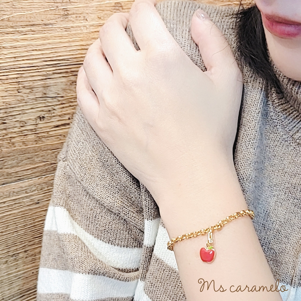 【焦糖小姐 Ms caramelo】925純銀 小蘋果 平安手鍊 | Ms caramelo 焦糖小姐 | Yahoo購物中心
