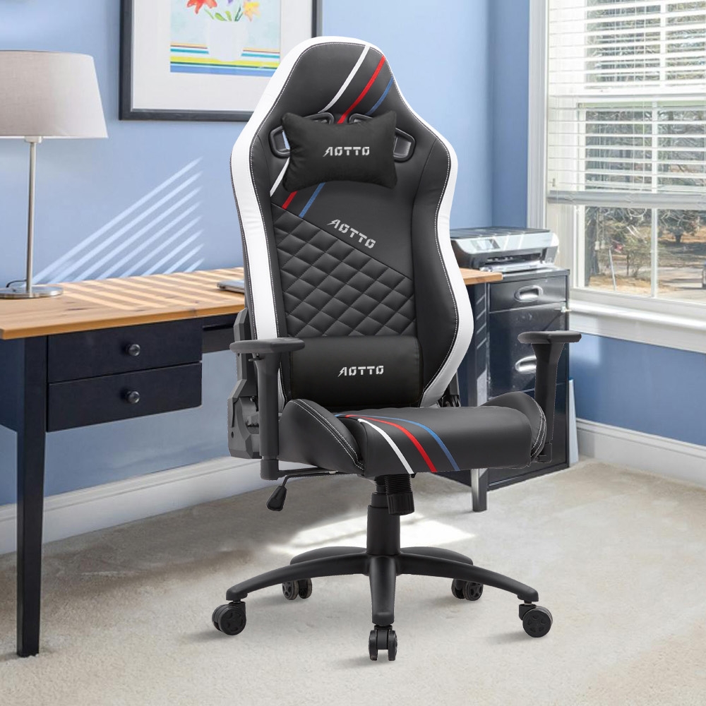 AOTTO 訂製款-透氣皮革工學賽車電競椅(電腦椅 辦公椅 老闆椅 工學椅 賽車椅) | 電腦椅/辦公椅 | Yahoo購物中心
