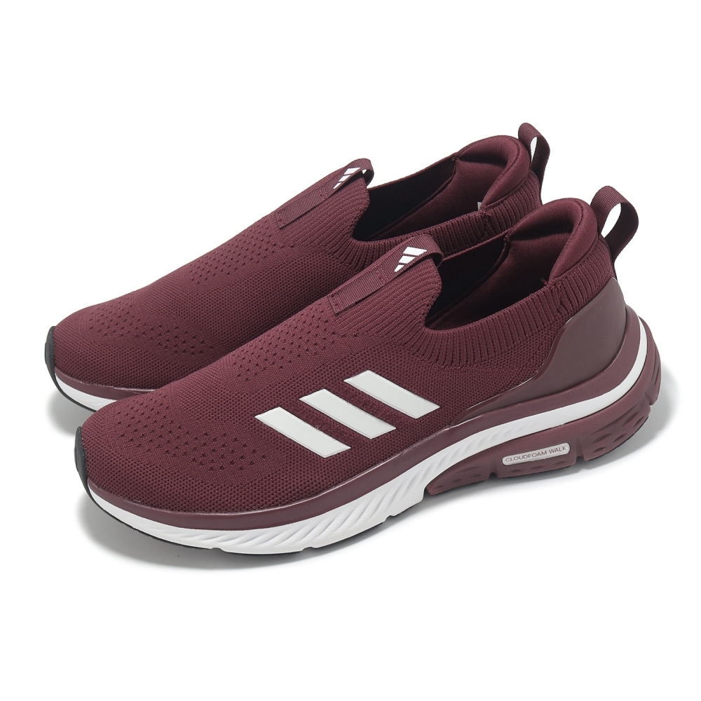 adidas 健走鞋 Cloudfoam Walk Lounger 女鞋 紅 白 針織 套入式 緩衝 休閒 愛迪達 ID4059 | 休閒鞋 ...